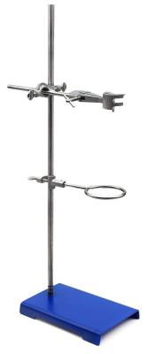 China Chemical Resistant Steel Ring Stand Set 8x5 Inch Base 24 Inch Rod Lab Support with Clamp for sale