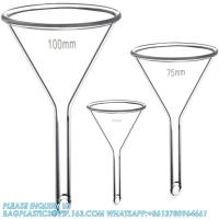 China Borosilicate Glass Funnel Set 3 Sizes 50 75 100mm Short Stem Heavy Wall for sale