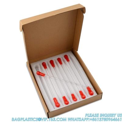 China Borosilicate Glass Dropper Pipettes 3ml Non-Graduated Liquid Transfer Pipettes 20cm with Rubber Caps Set of 10 for sale