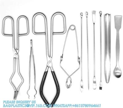 China Labwares Essential Lab Tools Starter Pack 18 Piece Crucible Beaker Tongs Spatula Scoop Test Tube Clamps Forceps for sale
