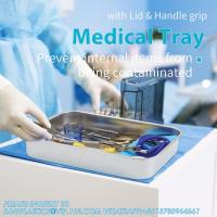 China Stainless Steel Medical Surgical Instrument Tray 9 Inch 11.5 Inch with Lid Handle Grip Sterilization Organizer for sale