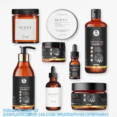 China Custom Waterproof Vinyl Cosmetic Bottle Label Sticker Gold Foil Hot Stamping 1000pcs MOQ for sale