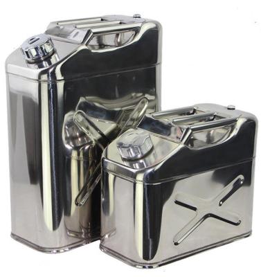 China 304 Stainless Steel Jerry Can 10L 20L Utility Jug Oil Water Tank with Flexible Nozzle Screw Cap for sale