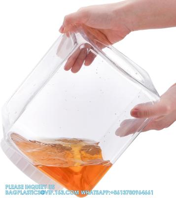 China 2 Pack 1.3 Gallon Square Plastic Food Storage Jars with Lids, PET Airtight Containers for Kitchen Pantry for sale