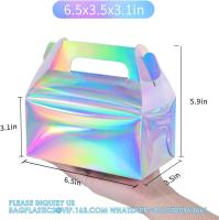 China Holographic Gift Box Cake Candy Biscuit Packaging Portable Carton 3 Sizes for Wedding Birthday for sale