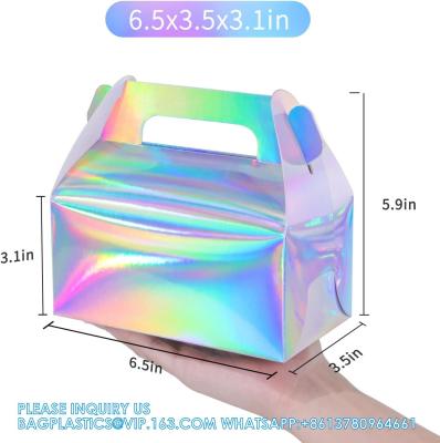 China Holographic Gift Box Cake Candy Biscuit Packaging Portable Carton 3 Sizes for Wedding Birthday for sale