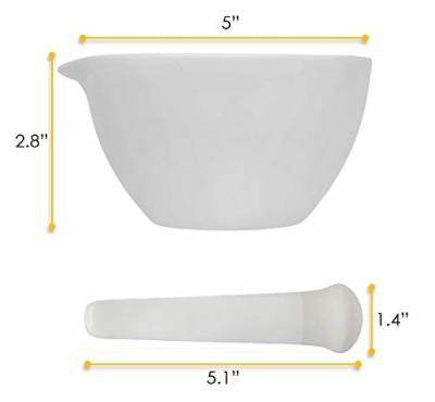 China Porcelain Mortar and Pestle Set 9oz 275ml Unglazed Grinding Surface for Laboratory Kitchen Herb Spice Pill Crusher for sale