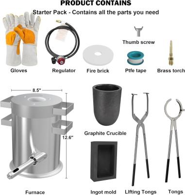 China Propane Melting Furnace Kit 6kg Crucible 135000 BTU for Gold Silver Copper Aluminum Smelting for sale