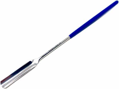 China Stainless Steel Micro Lab Scoop Half Rounded Spoon Spatula Sampler with Vinyl Handle 9 inch for sale