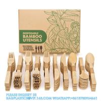China Disposable Bamboo Wooden Cutlery Set 100% Natural Biodegradable Compostable Utensils 16 Piece for sale