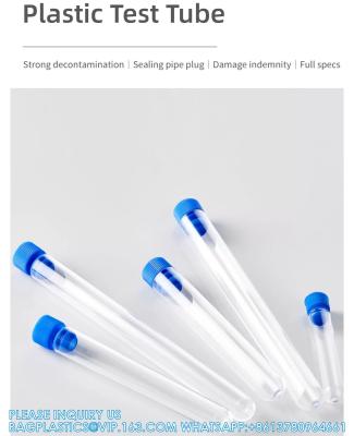 China 12x100mm Round Bottom Plastic Test Tubes with Screw Cap PS PE Laboratory Sample Tubes for sale