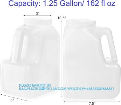 China 1.25 Gallon Square Plastic Jar with Handle and Airtight Lid 2 Pack HDPE Food Grade Storage for sale