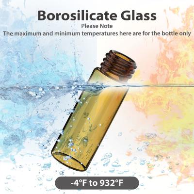 China 100 Pack 4ml Amber Glass Vials with Black Phenolic Screw Caps Borosilicate 15x45mm for sale