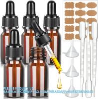 China Amber Glass Dropper Bottles 10ml 30ml Set with Funnels Pipettes for Essential Oils Tinctures for sale