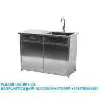 China Customized Stainless Steel Laboratory Single Faucet Sink with Two Doors Cabinet 1200mm for sale