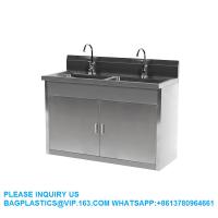 China Stainless Steel Double Faucet Sink Cabinet for Laboratory Morgue Equipment Postmortem Examination for sale