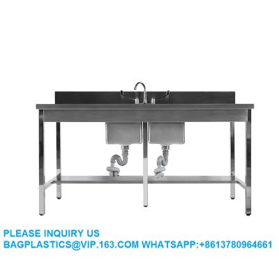 China Customized Laboratory Stainless Steel Double Sink Cabinet with Two Doors 1200mm for sale