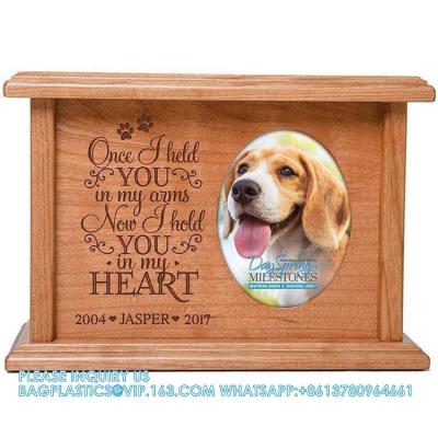 China Wooden Pet Urn 22.5x16x10cm Memorial Keepsake with Photo Box for Dog Cat Ashes for sale