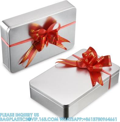 China 8.5x5.3x1.9 Inch Silver Rectangular Empty Tin Box Containers for Gift Jewelry Storage Home Organizer for sale