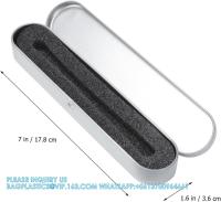 China Silver Metal Pen Box 17.8x3.6x1.9cm Sturdy Tinplate Pencil Case with Sponge Insert for sale
