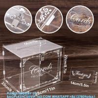 China Acrylic Wedding Card Box 11x8.7x9.1 Inch Clear Money Post Gift Box Holder with Lock and Slot for sale