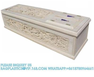 China Japan Style Hand-Carved Solid Wood Funeral Coffin 1890x540x450mm Collapsible for sale
