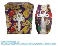 China Japanese Style Wooden Urn Bone Box with Flower Pattern Funeral Keepsake Ash Box 14.5x14.5x17cm for sale