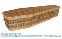 China Natural Wicker Coffin 187.5x53.5x42.5 cm with 2 Handles for Adult Funeral for sale