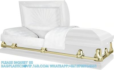 China 20 Gauge Steel Casket Orion Series White Gold Finish with White Crepe Interior 79x23.5 Inch for sale