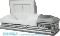 China Walnut Veneer Casket High Gloss Cherry Finish 78.7 Inch Inner Length White Velvet Interior for sale