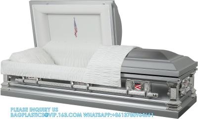 China Walnut Veneer Casket High Gloss Cherry Finish 78.7 Inch Inner Length White Velvet Interior for sale
