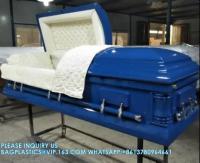 China Walnut Veneer Casket 83x28x23.5 Inch High Gloss Cherry Finish with White Velvet Interior for sale