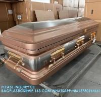 China Walnut Veneer MDF Casket 83x28x23.5 Inch High Gloss Cherry Finish with White Velvet Interior for sale