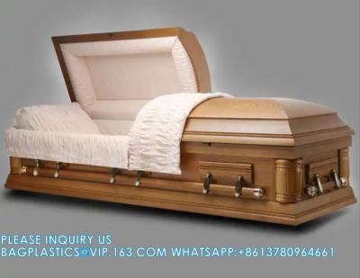 China Walnut Veneer Casket High Gloss Cherry Finish 78.7x22.56x13.8 Inch Inner Dimensions for sale