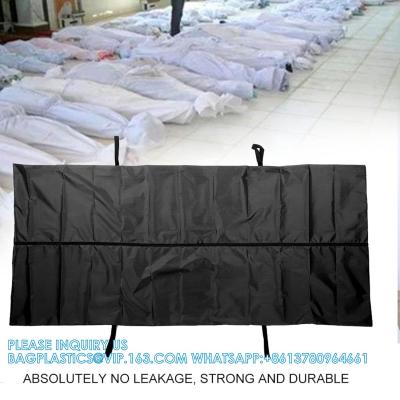 China Leak Proof Body Bag 150x60cm Oxford Cloth Cadaver Morgue Bag with 4 Handles Center Zipper for Funeral Hospital Transportation for sale