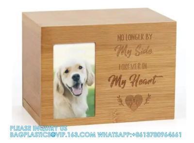 China Custom Wooden Pet Cremation Urn Box with Photo Frame 6.3x4.3x4.3in for Dog Cat Ashes for sale