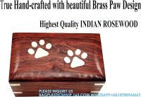 China Handcrafted Rosewood Pet Urn for Ashes with Brass Paw Design Two Sizes 5x3x2.5 Inch for sale