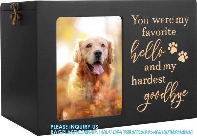 China XLarge Wooden Pet Memorial Urn for Dog or Cat Ashes 140 cu in with Photo Frame for sale