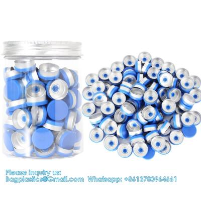 China 20mm Aluminum-Plastic Flip Top Caps with White PTFE Red Silicone Septa for Glass Vial Crimp Caps 100 Pcs for sale