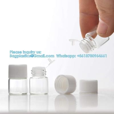 China Amber Glass Essential Oil Sample Bottles 1ml with Black Caps for Perfume Lab Chemicals 50 Pack for sale