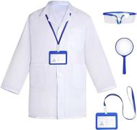 China Kids Doctor Scientist Lab Coat Costume Set with Goggles ID Card Magnifying Glass for Halloween for sale