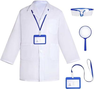 China Kids Doctor Scientist Lab Coat Costume Set with Goggles ID Card Magnifying Glass for Halloween for sale
