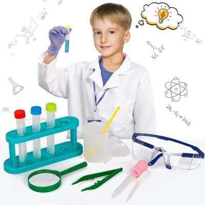 China Kids Scientist Lab Coat Costume with 15 Pcs Science Experiment Kit for Boys Girls Age 4-8 for sale