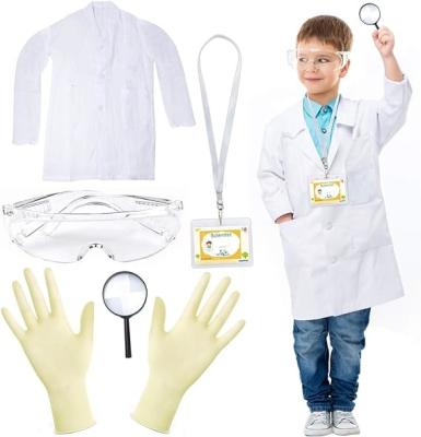 China Kids Scientist Lab Coat Costume Set with Goggles ID Card for Ages 3-10 STEM Play for sale