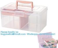 China Large Plastic Sewing Box Organizer 12.6x7.68x6.3 Inches with Removable Tray and Adjustable Partition Portable Craft Storage for sale