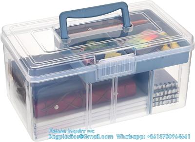China Multipurpose Dividing Storage Box with Removable Tray 11.8x6.7x5.8 Inches Portable Plastic Organizer for Stationery Sewing Craft for sale