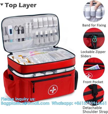 China Double Layer Travel Medicine Bag Organizer 14.5x8.2x6.5 Inch Heavy Duty Nylon Pill Bottle Storage for sale