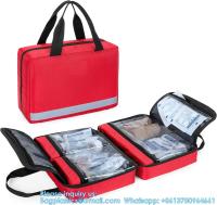 China Small Empty First Aid Kit Bag 11.4x4.3x7.9 Inch Portable Trauma Bag Red Nylon for Car Home Camping Hiking for sale