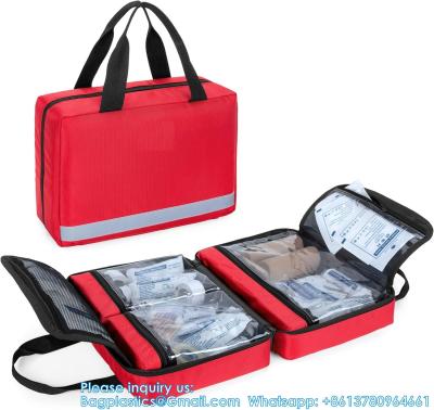 China Small Empty First Aid Kit Bag 11.4x4.3x7.9 Inch Portable Trauma Bag Red Nylon for Car Home Camping Hiking for sale