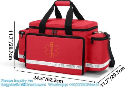China Emergency Responder Trauma Bag Empty 24.5x11.7x11.7 Inch Professional First Aid Storage Medical Bag with Inner Dividers Anti-Scratch Bottom for sale